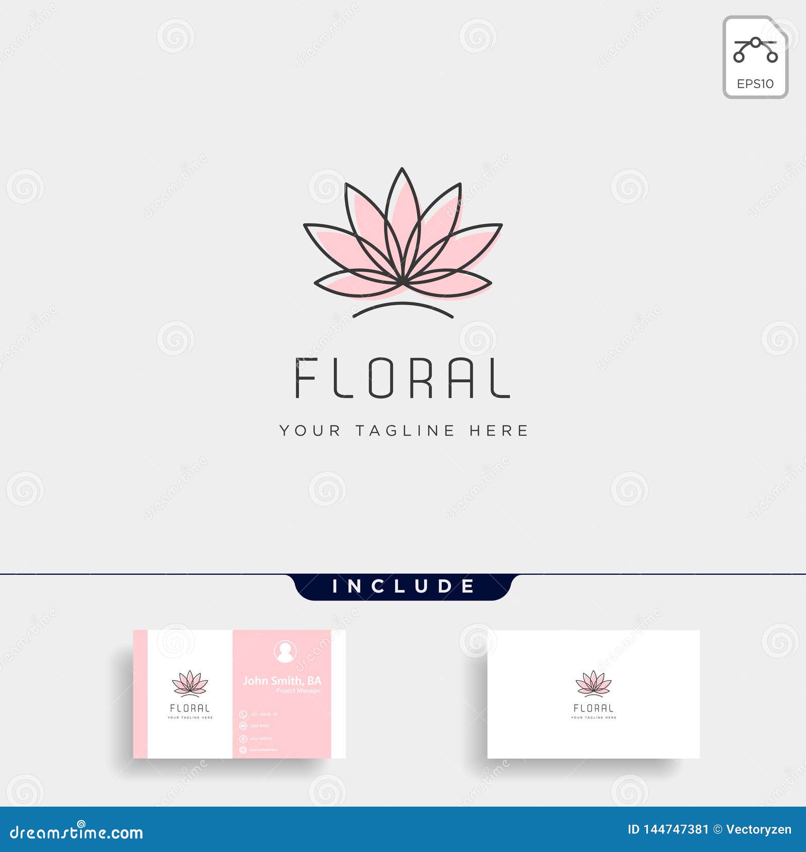 Flower Floral Line Beauty Premium Simple Logo Template Stock Vector ...