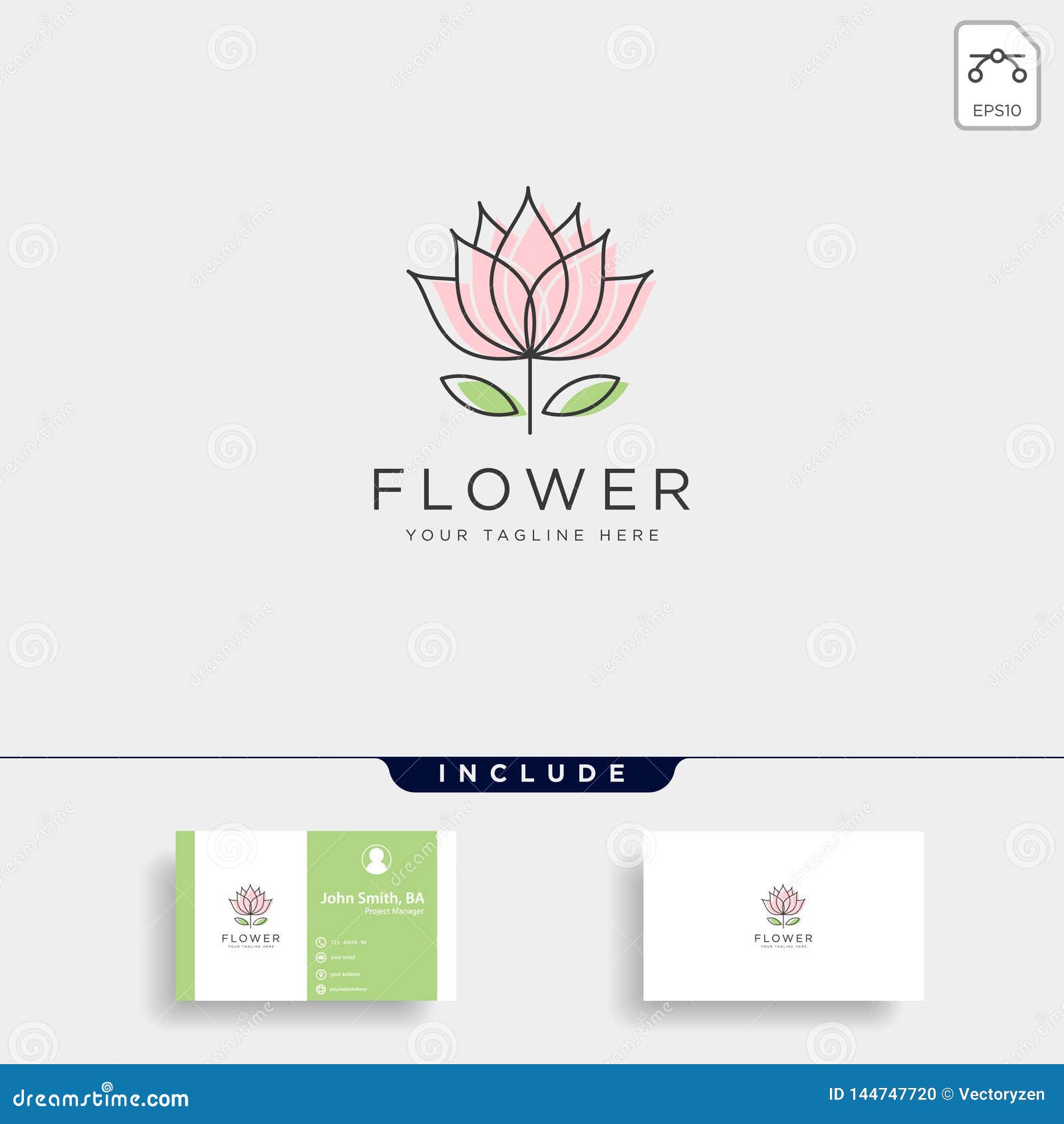Flower Floral Line Beauty Premium Simple Logo Template Stock Vector ...