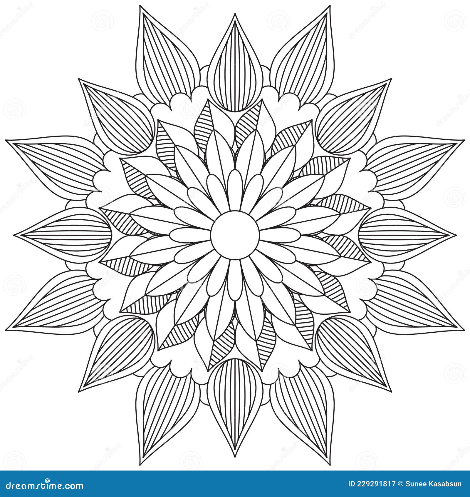 Flower Floral Mandala Design for Coloring Stock Illustration ...