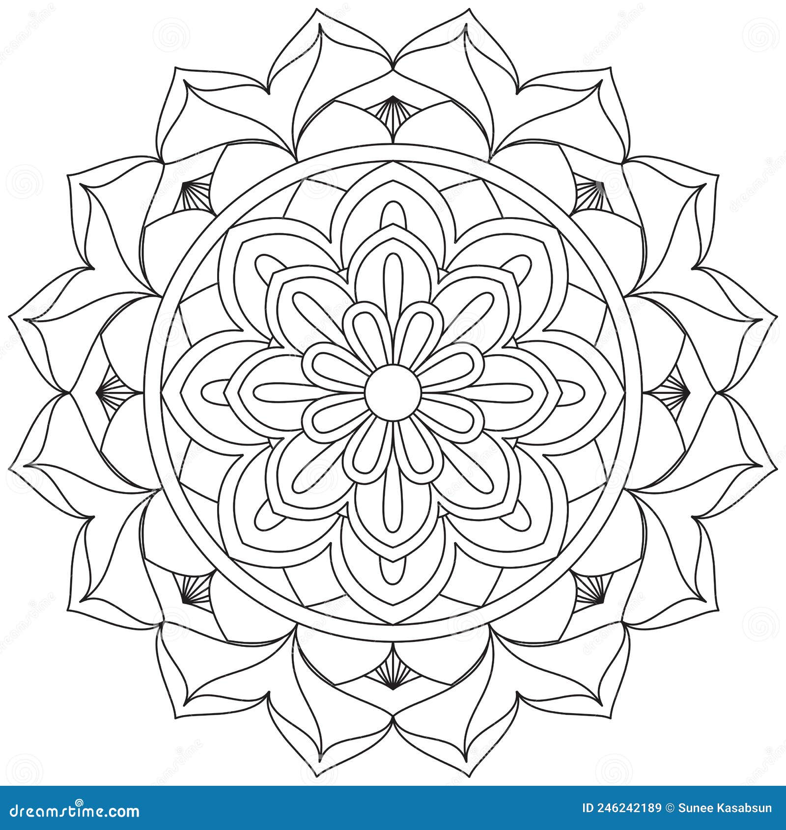 Flower Floral Mandala Design for Coloring Stock Vector - Illustration ...