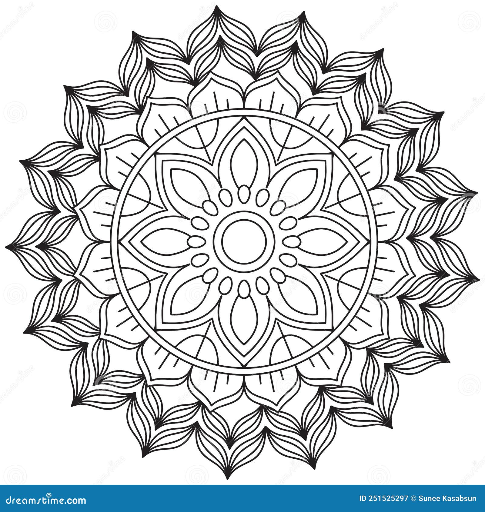 Flower Floral Mandala Design for Coloring Stock Illustration ...
