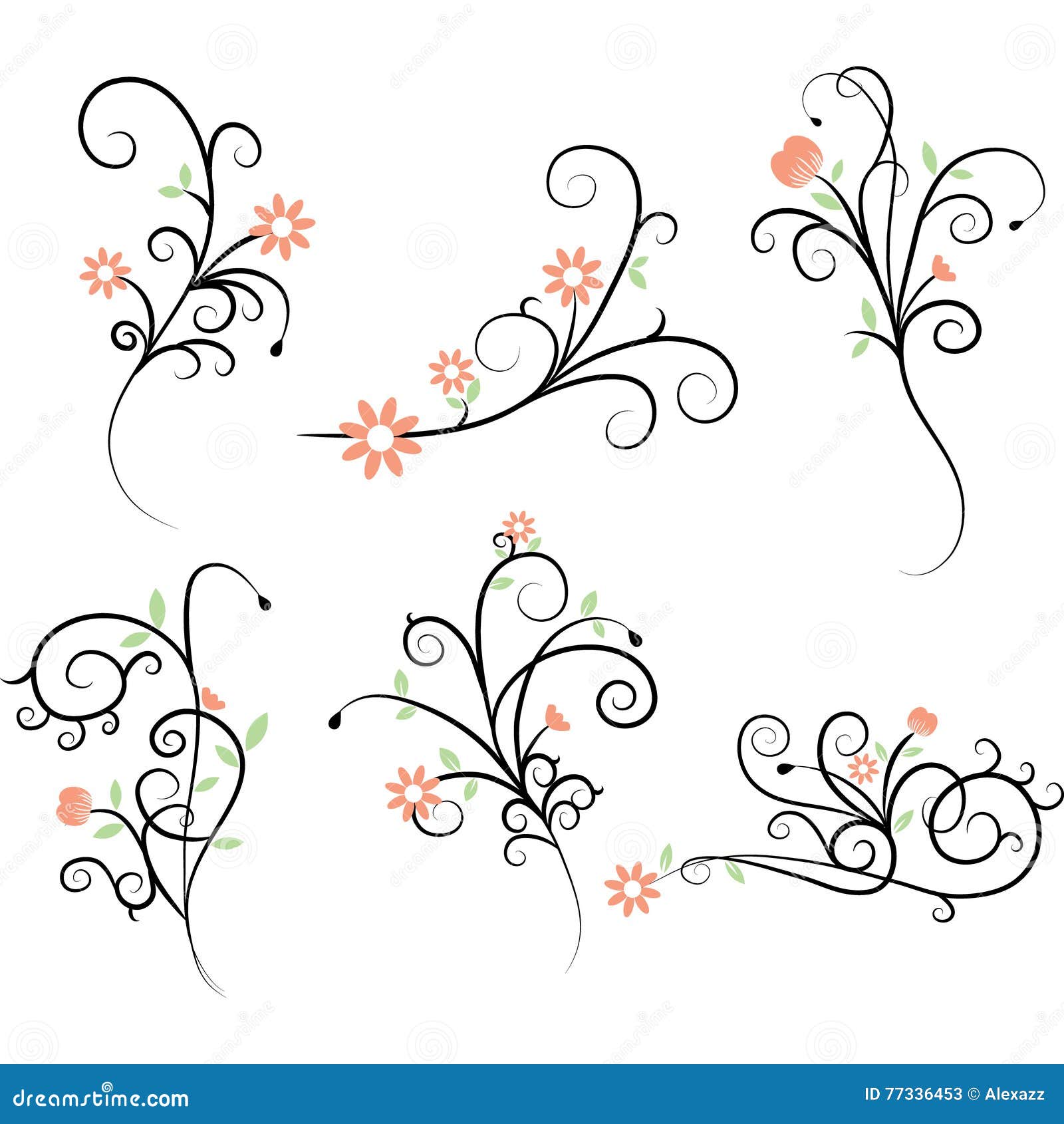 Flower Flourish Swirl Elements Stock Vector - Illustration of design ... Flower Flourish Swirl Elements Stock Vector - Illustration of design ...