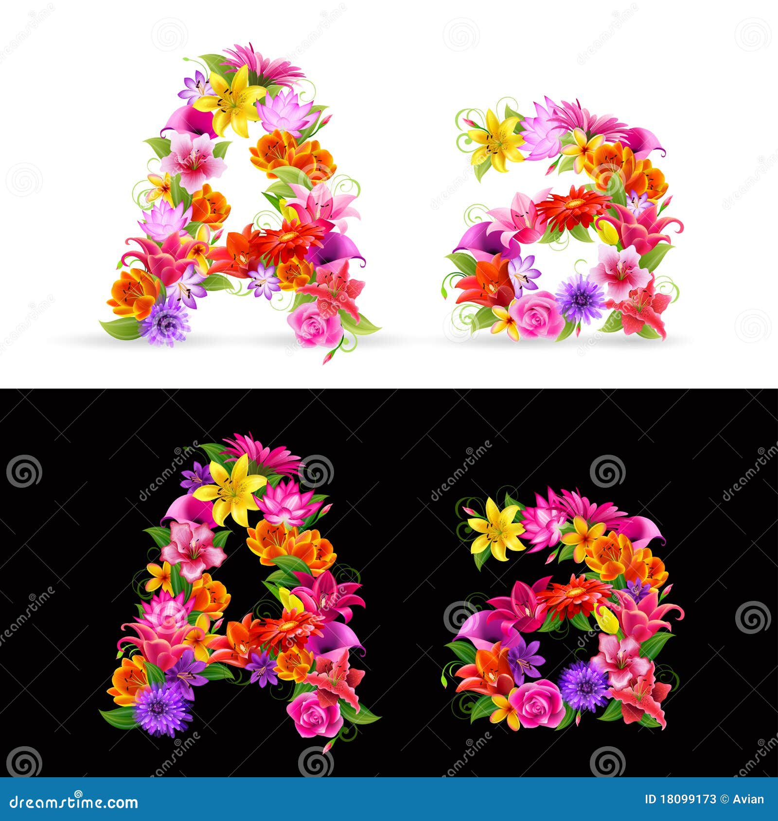 Flower Font Alphabet. Luxury Wedding Invitation Flowers Letters. Laser ...