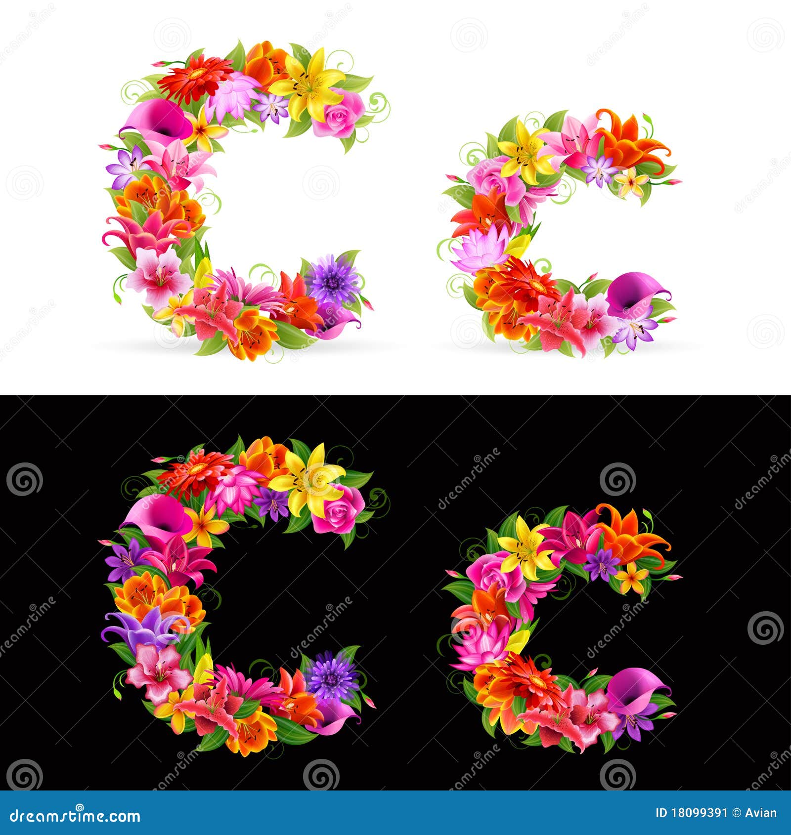 Flower Font Alphabet. Luxury Wedding Invitation Flowers Letters. Laser ...