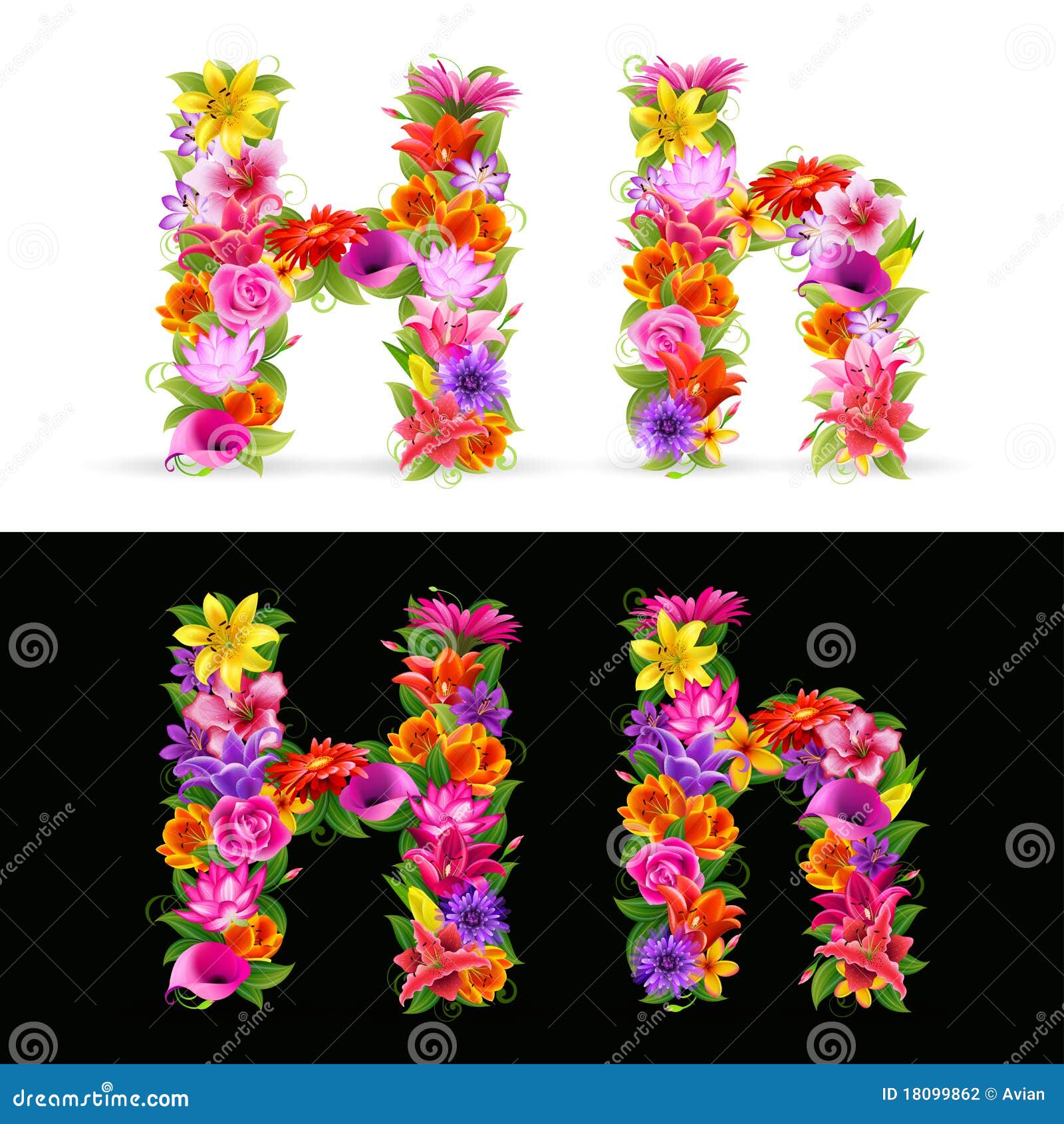 Flower font stock vector. Illustration of flower, lowercase - 18099862