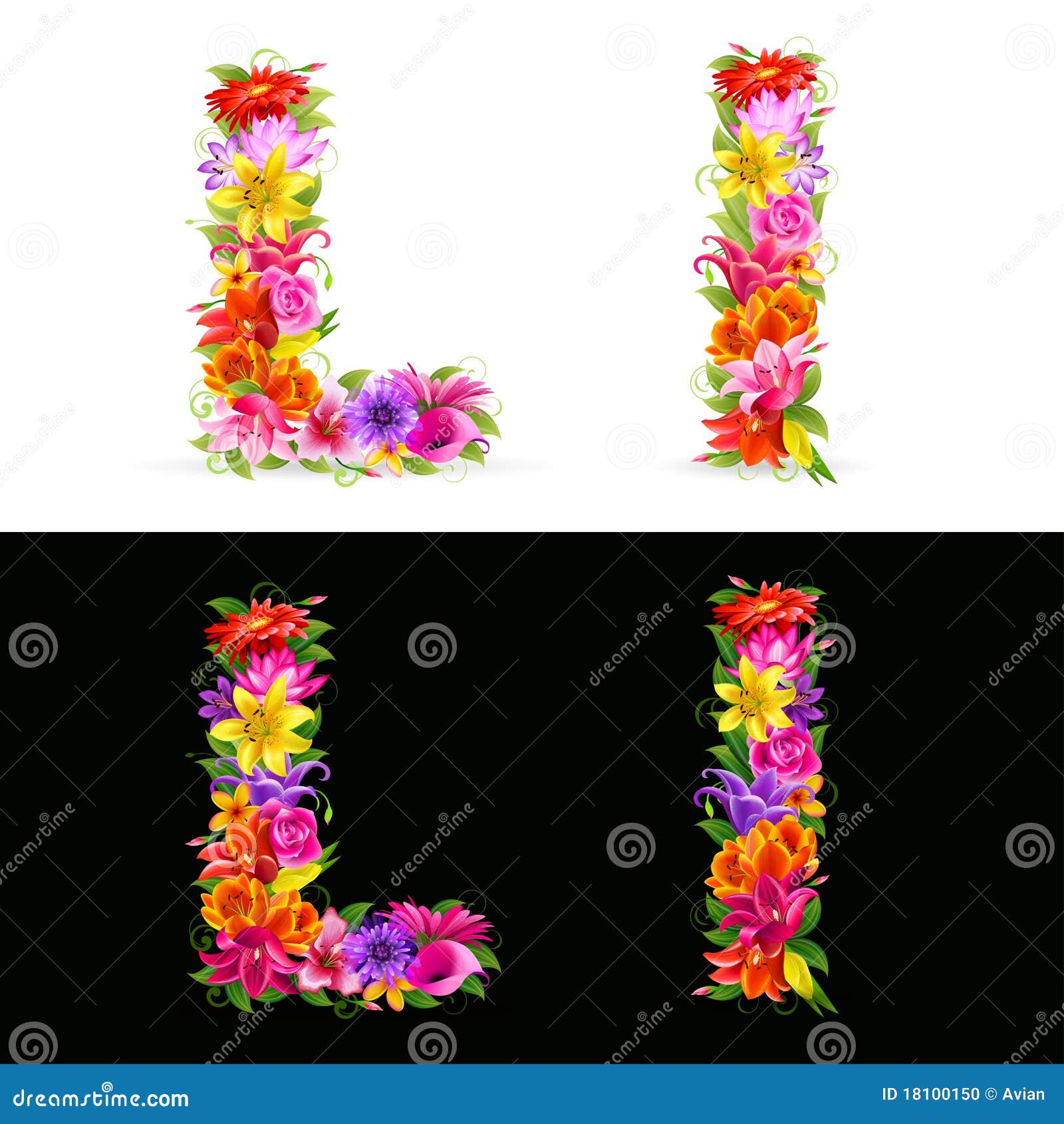 Flower font stock vector. Illustration of lotus, details - 18100150