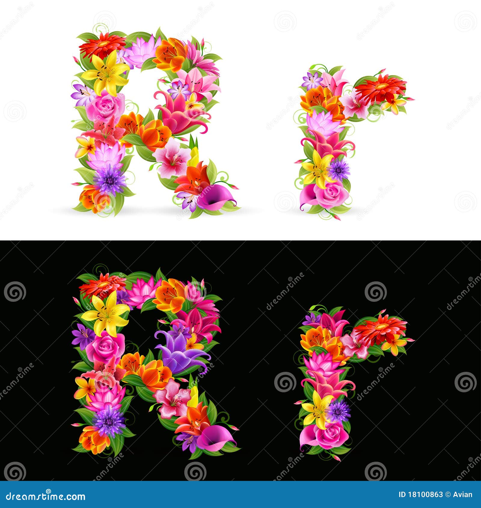 Flower Font Alphabet. Luxury Wedding Invitation Flowers Letters. Laser ...