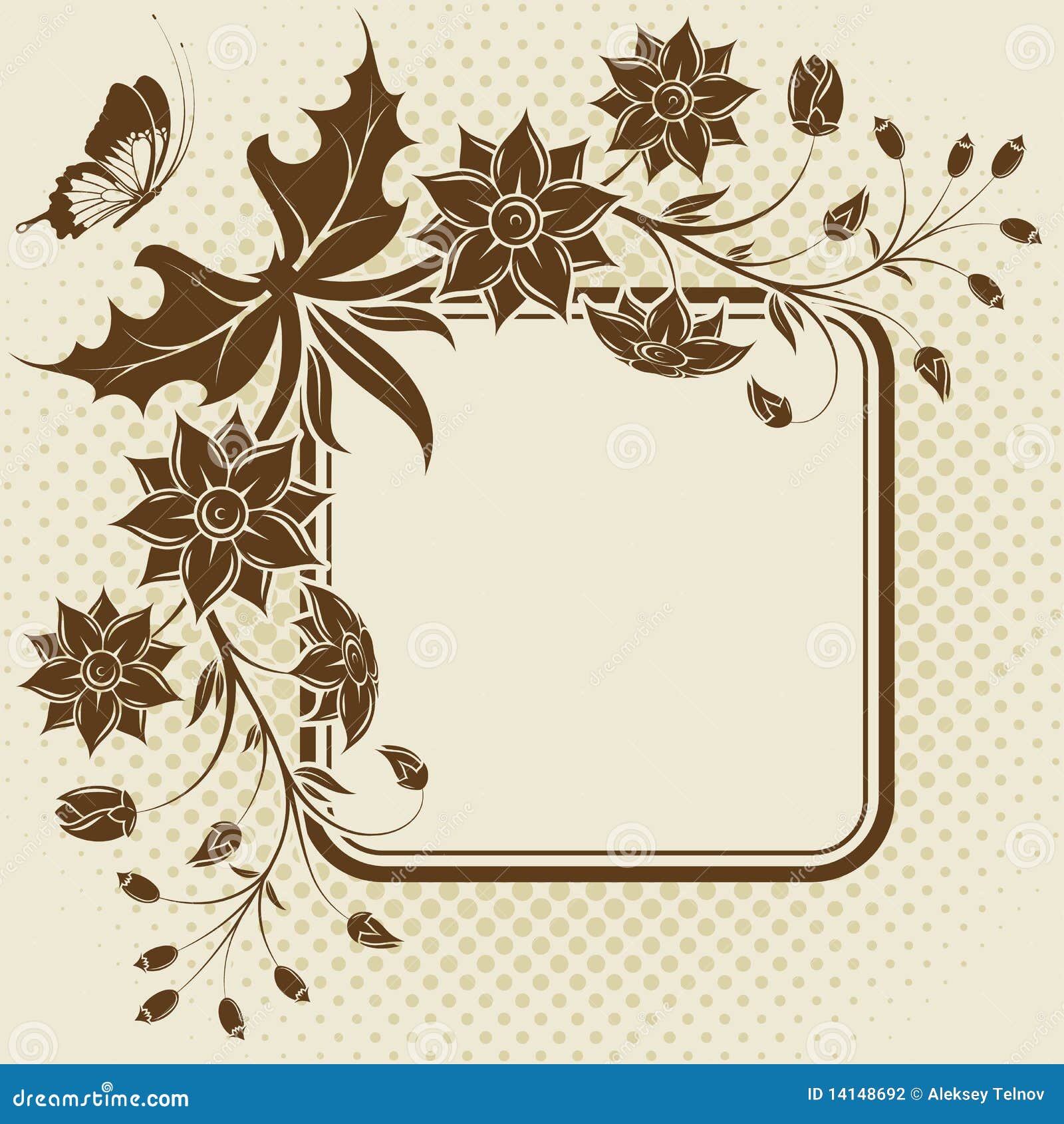 Flower frame stock vector. Illustration of elegant, curl - 14148692