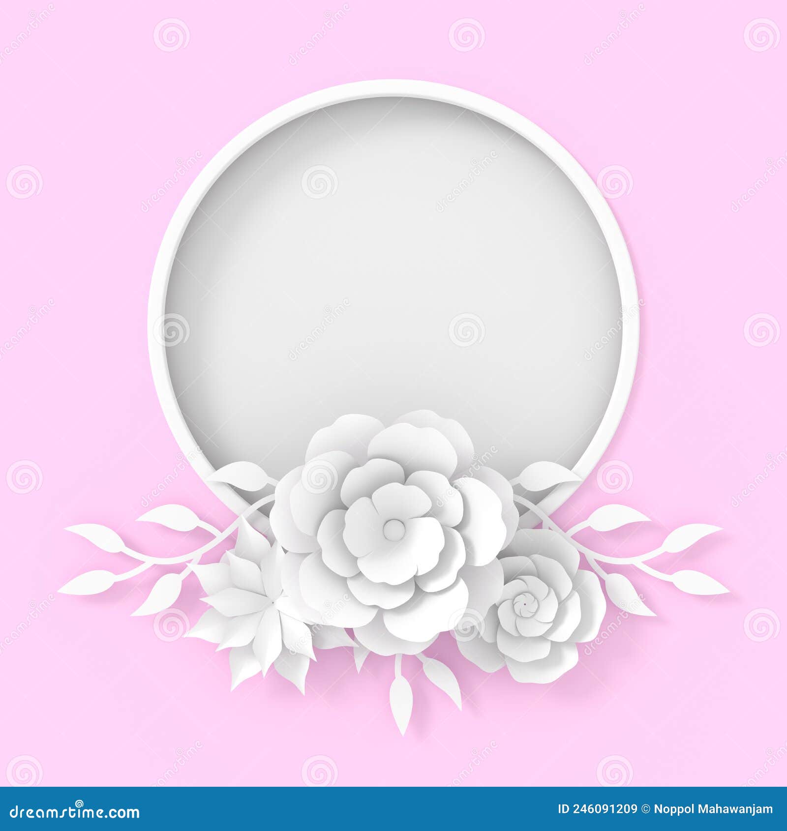 Flower Frame Background Design. 3D Rendering Stock Illustration ...