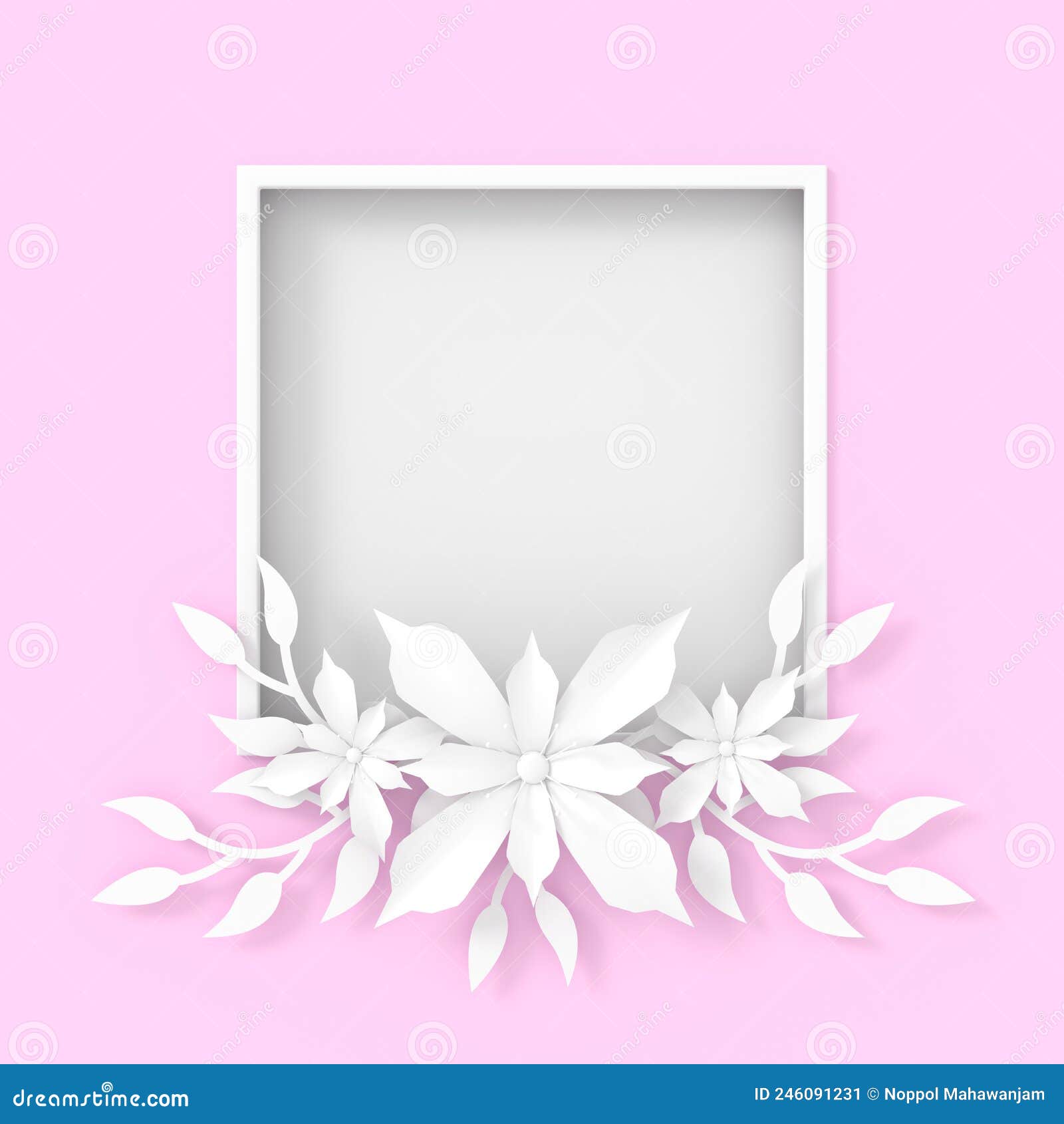 Flower Frame Background Design. 3D Rendering Stock Illustration ...