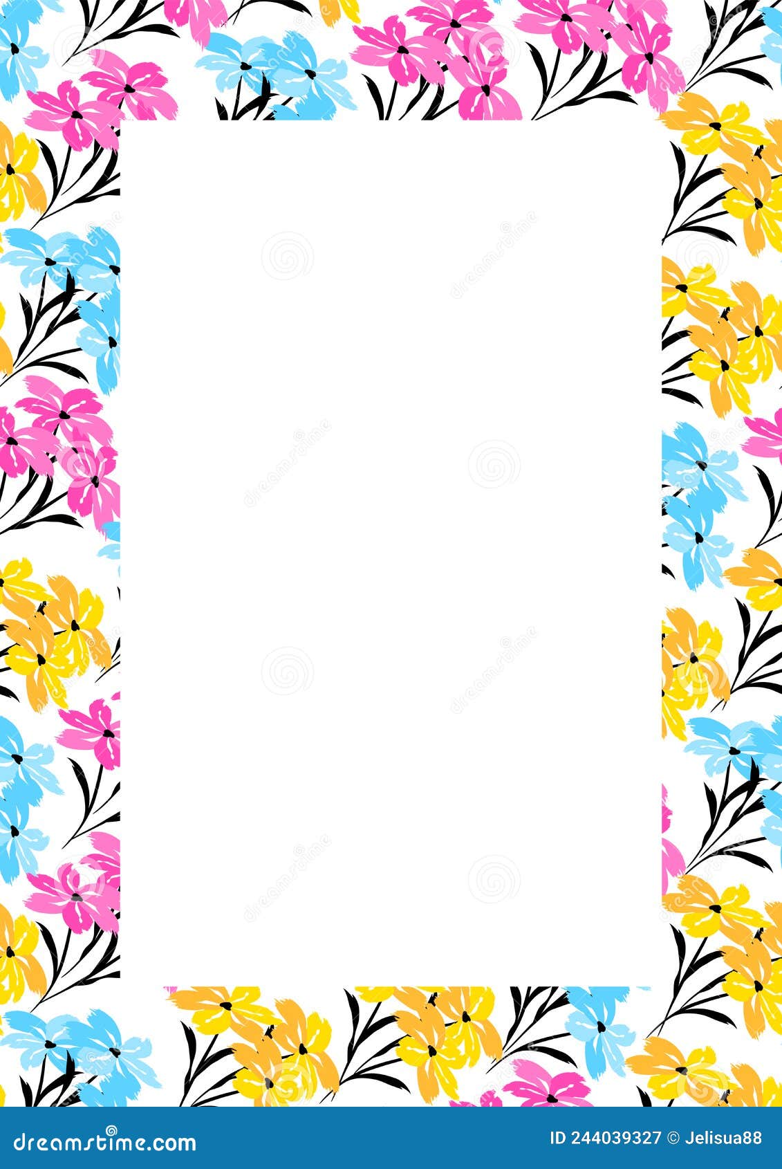 Flower Frame Border Size A4, Format A4. Floral Pattern. Cute Floral ...
