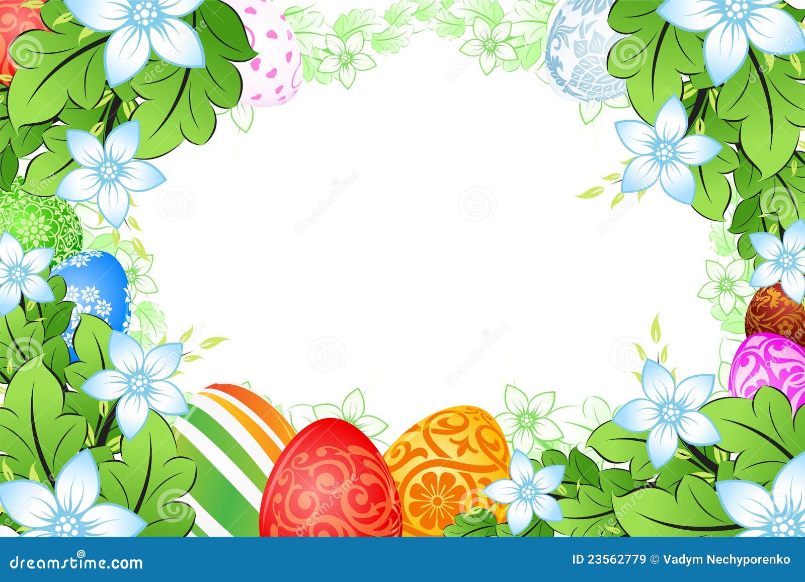 Flower Frame with Easter Eggs Stock Illustration - Illustration of ...