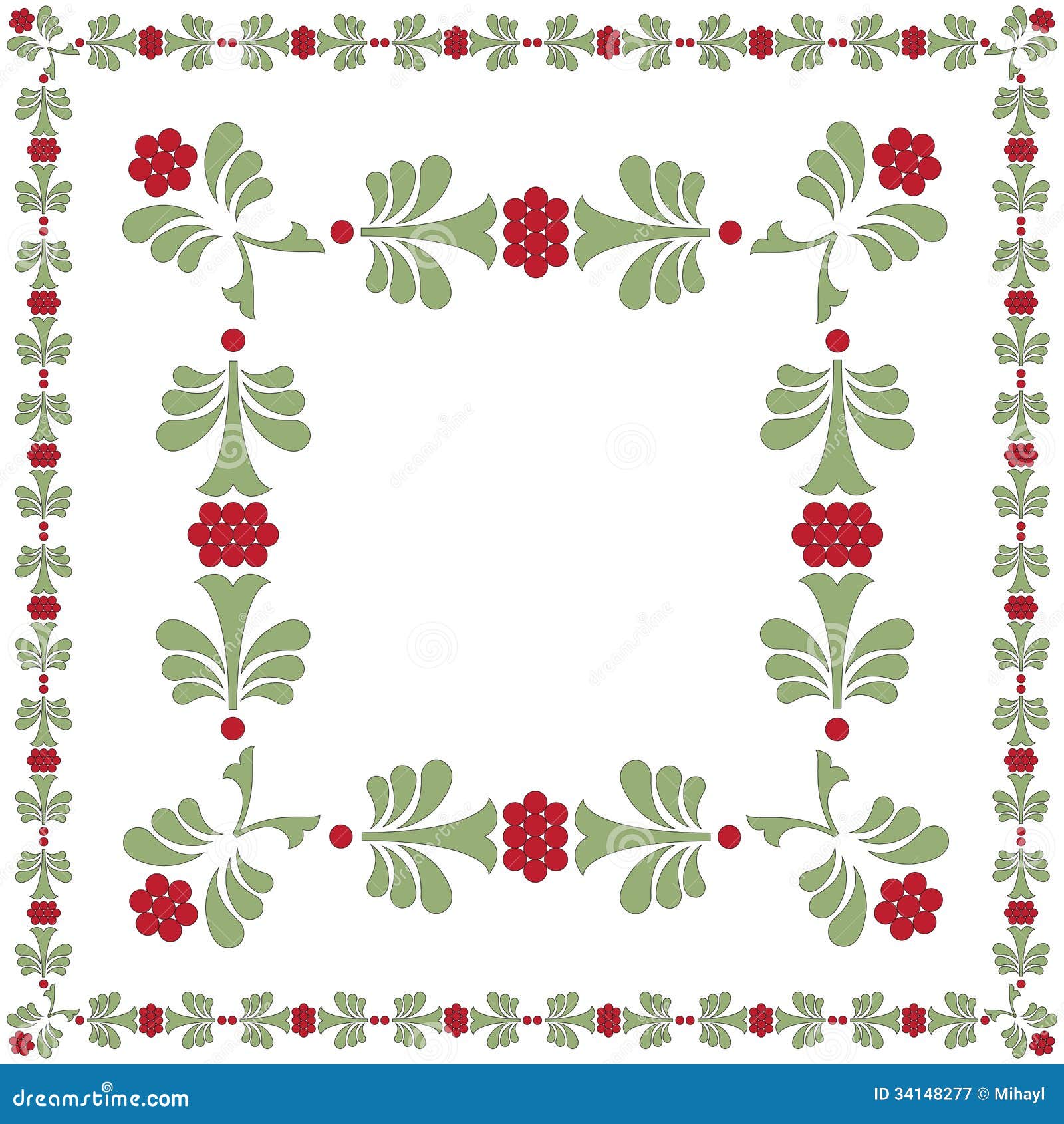 FLOWER FRAME GREEN RED stock vector. Illustration of brown - 34148277