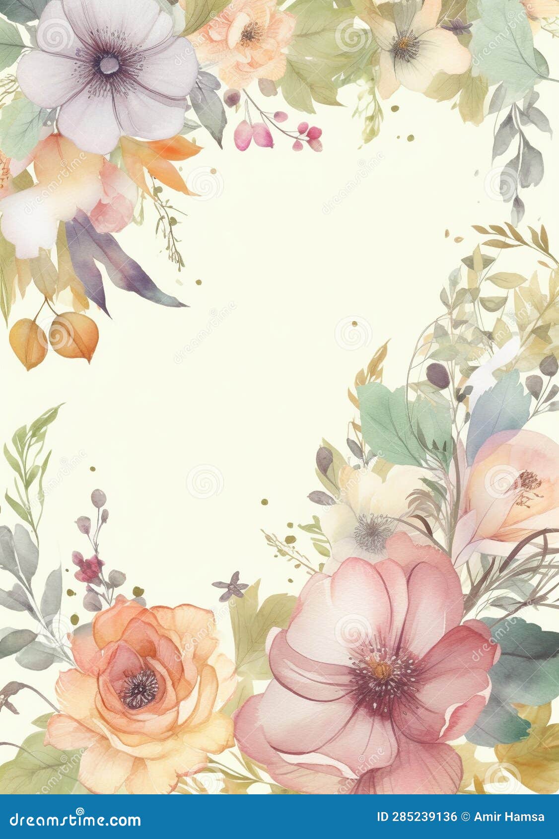 Flower Frame for Invitation Card Stock Illustration - Illustration of ...