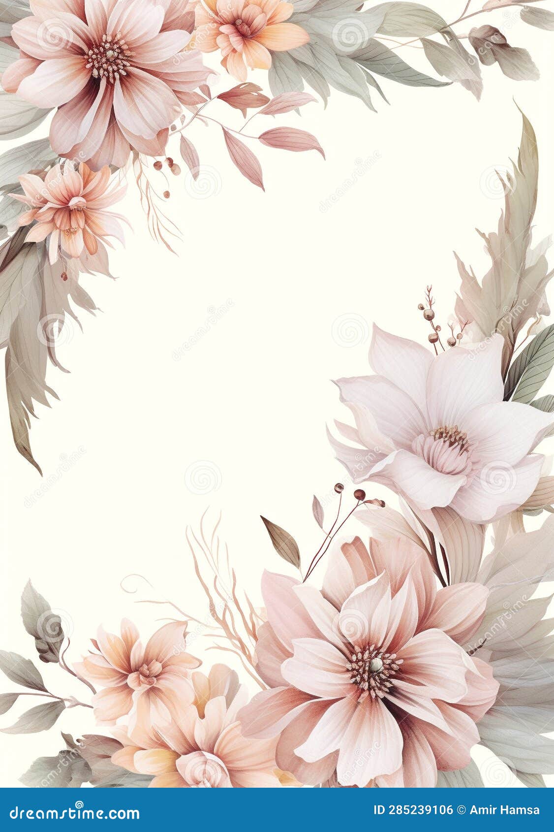 Flower Frame for Invitation Card Stock Illustration - Illustration of ...