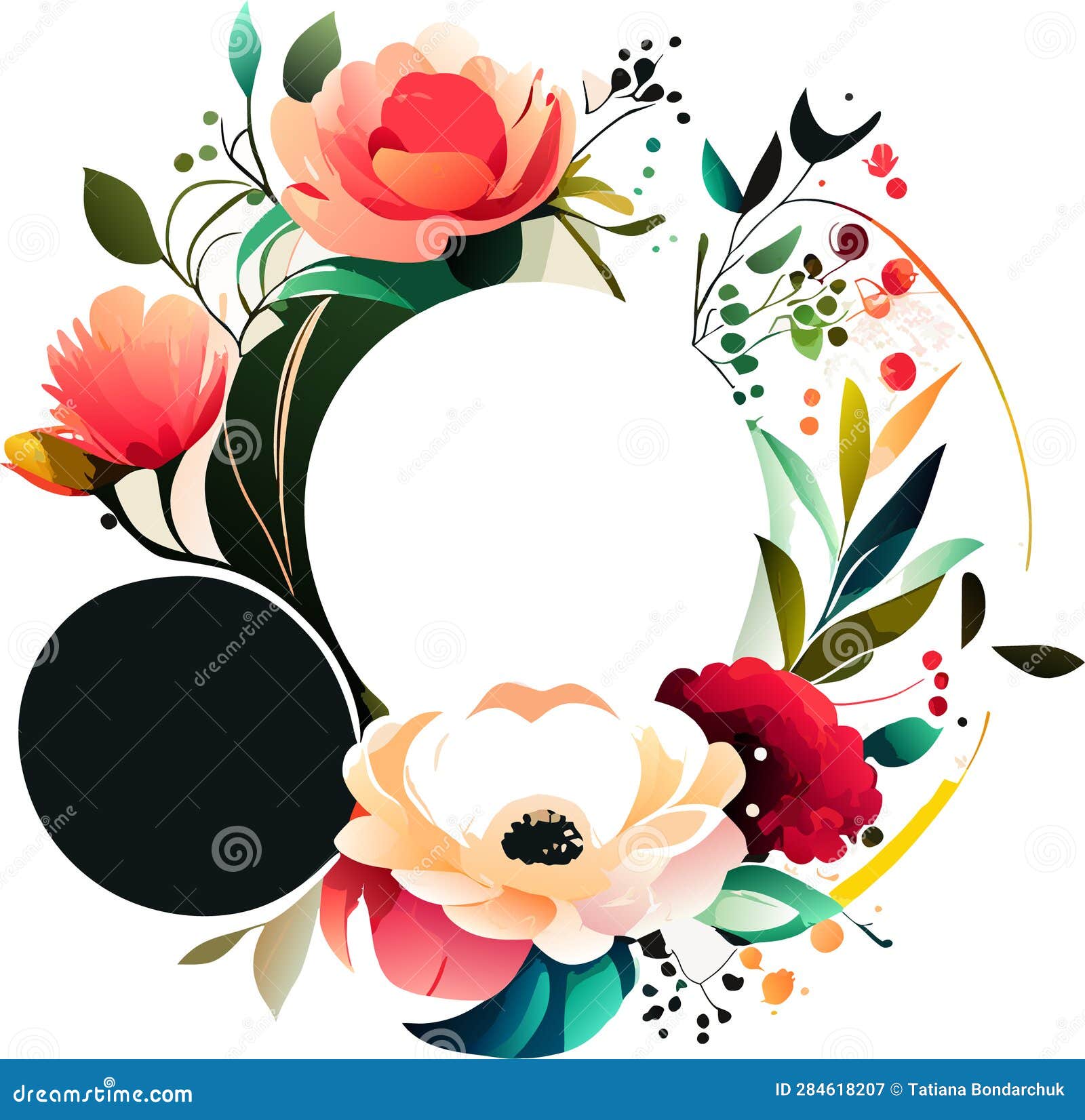 Flower Frame Made of Flowers in the Shape of a Circle Stock ...
