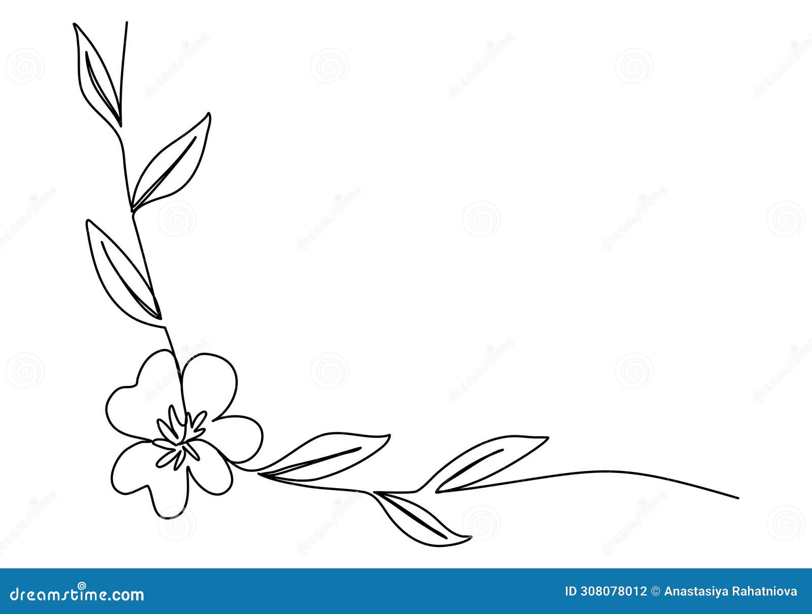 Flower Frame, One Line Drawing Vector Illustration Stock Vector ...