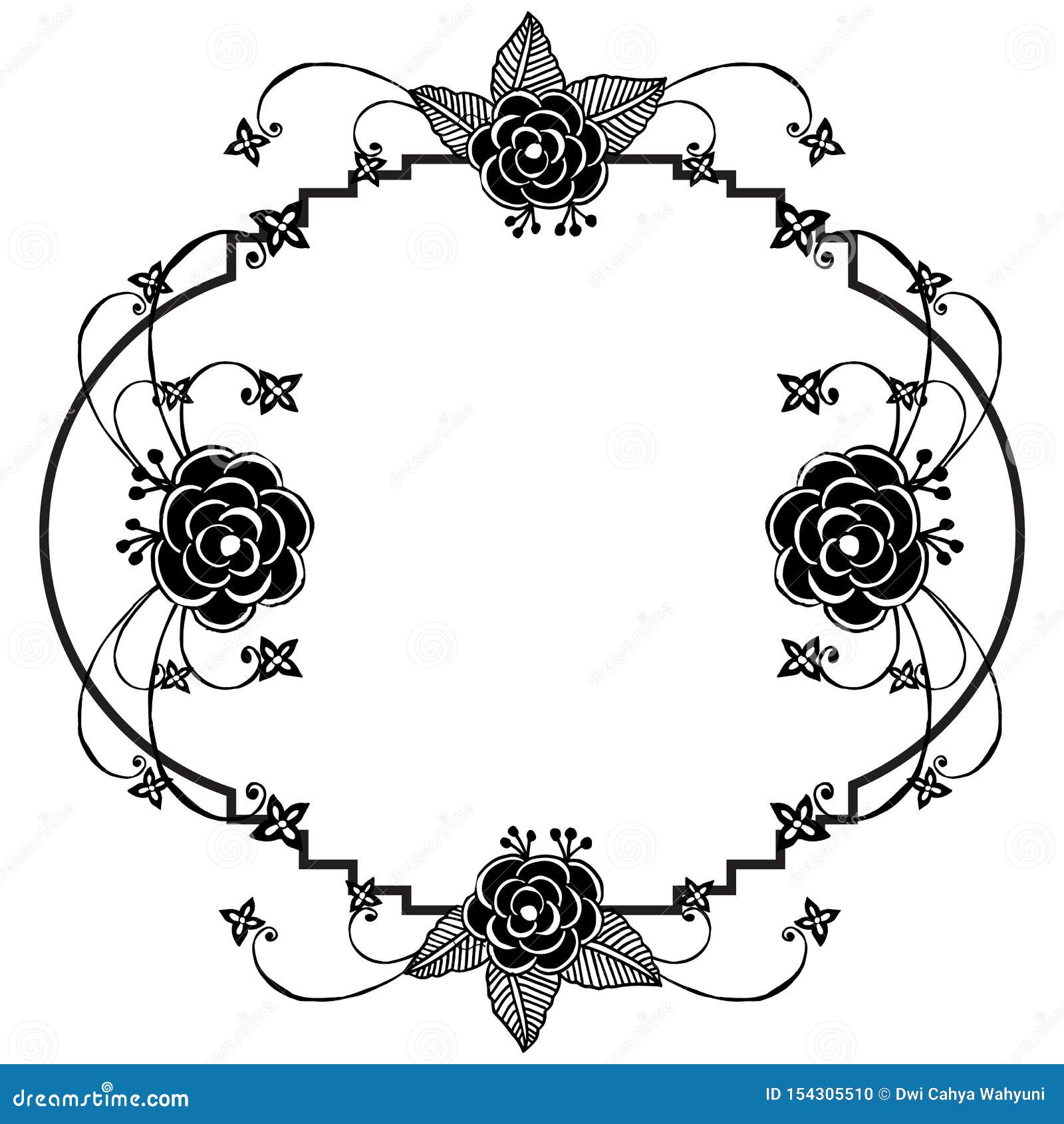 Flower Frame Pattern, Decorative Black and White, Design of Cards ...