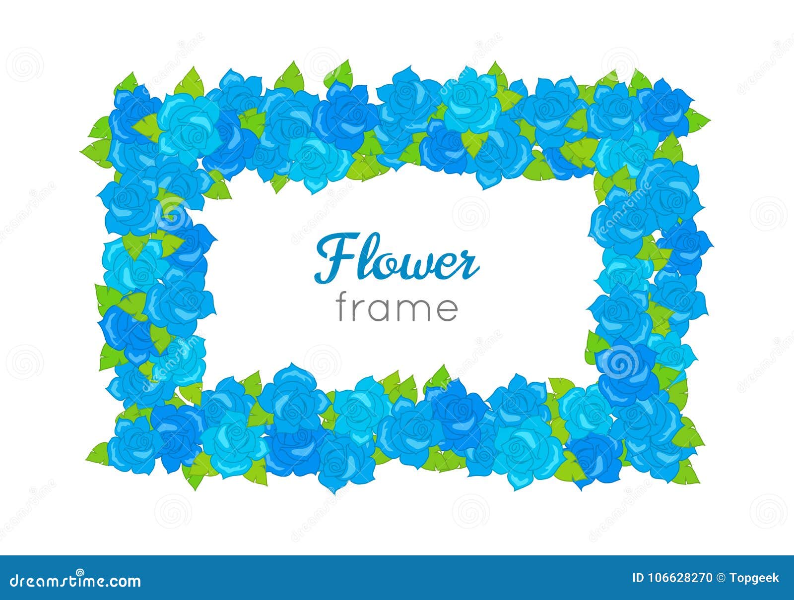 Flower Frame. Rectangular Wreath with Blossoms Stock Vector ...