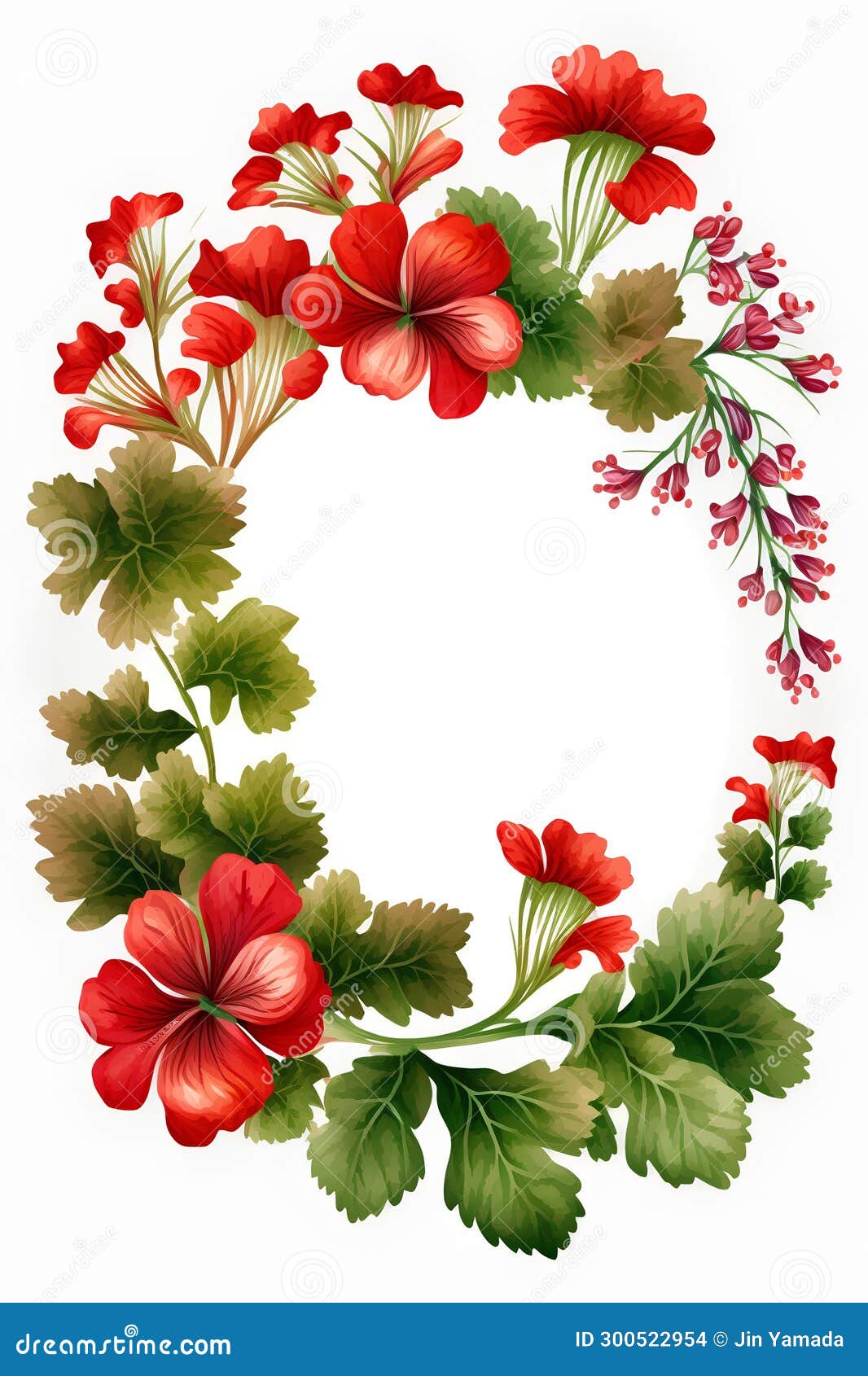 Flower Frame with Red Geranium Flowers. Floral Design Elements Stock ...