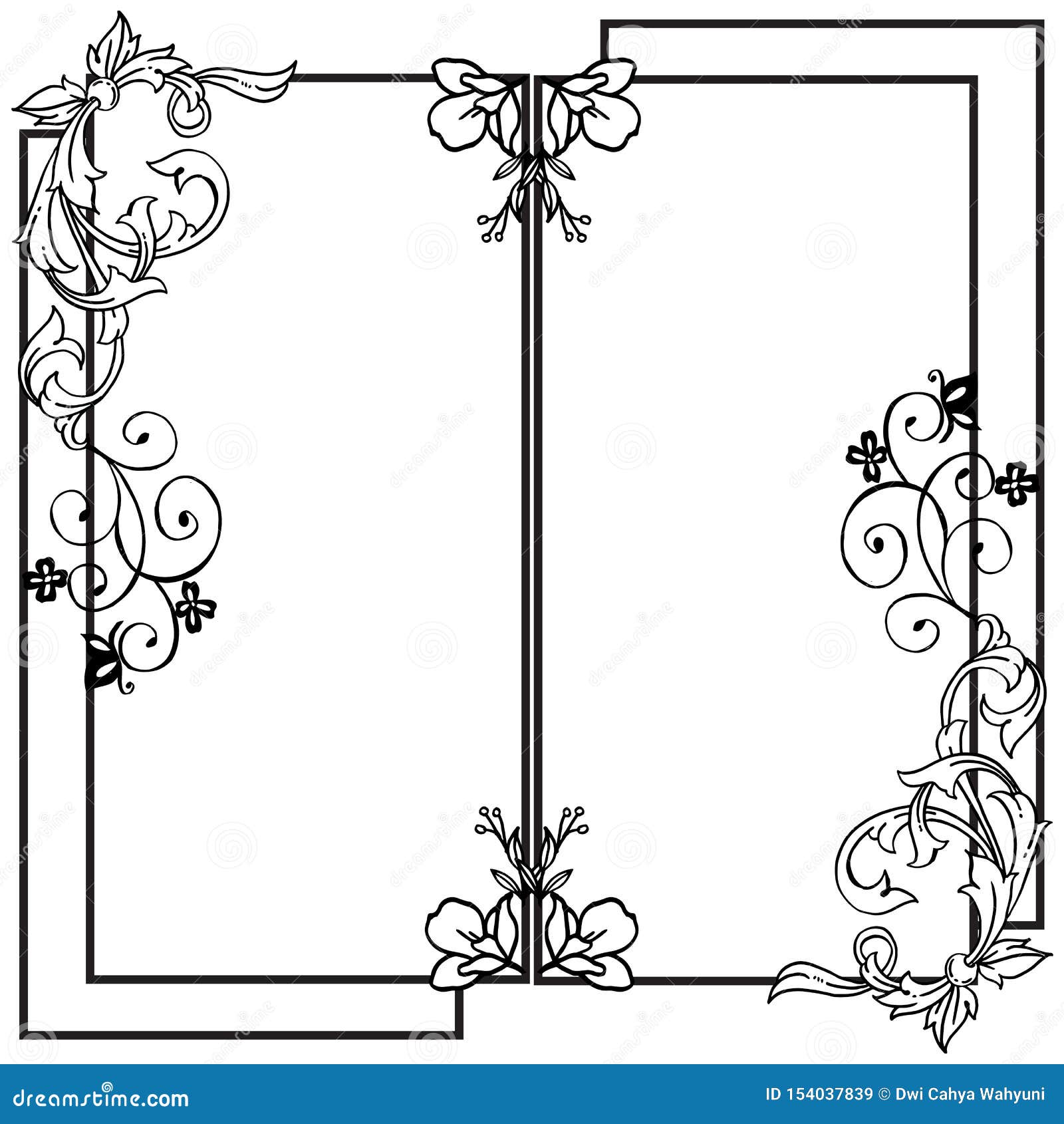 Flower Frame Simple, Isolated on White Background. Vector Stock Vector ...