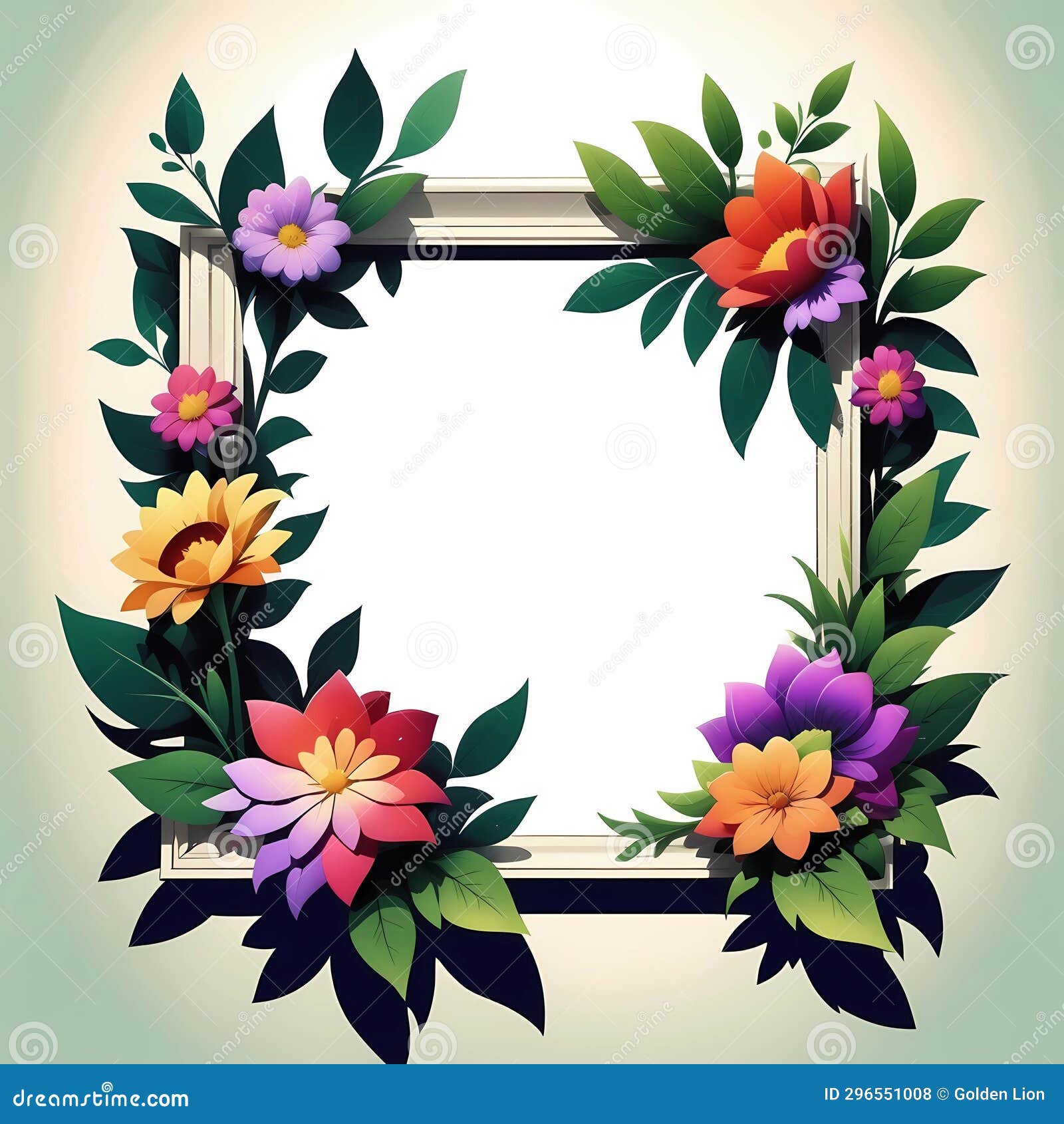Vector Beautiful Flower Frame Stock Illustration - Illustration of ...