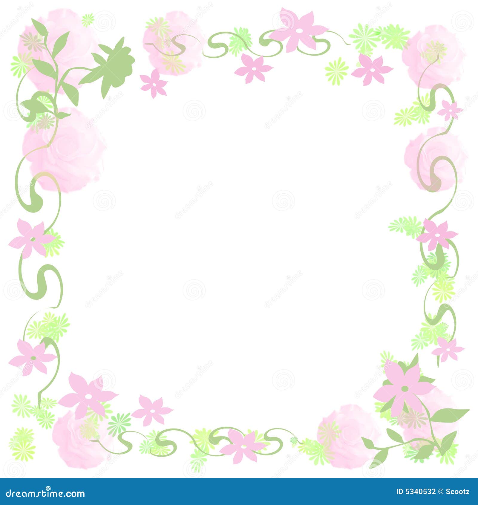 Flower framed note paper stock illustration. Illustration of green ...