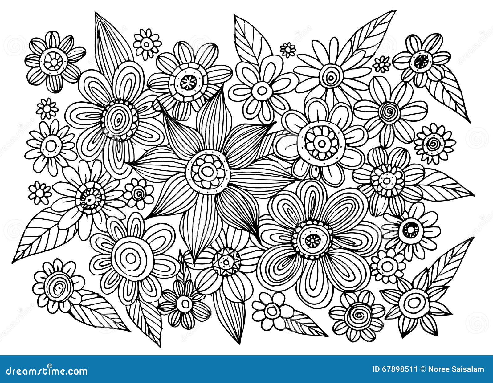 Flower Freehand Doodle Vector Stock Vector - Illustration of floral ...