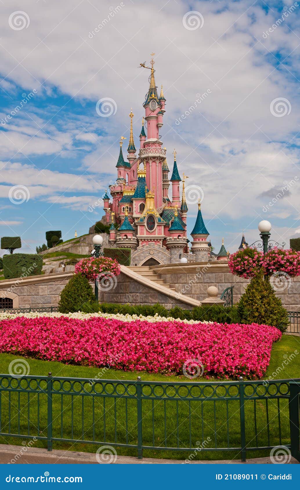 Flower Garden and Castle at Disneyland Editorial Photo - Image of cute ...