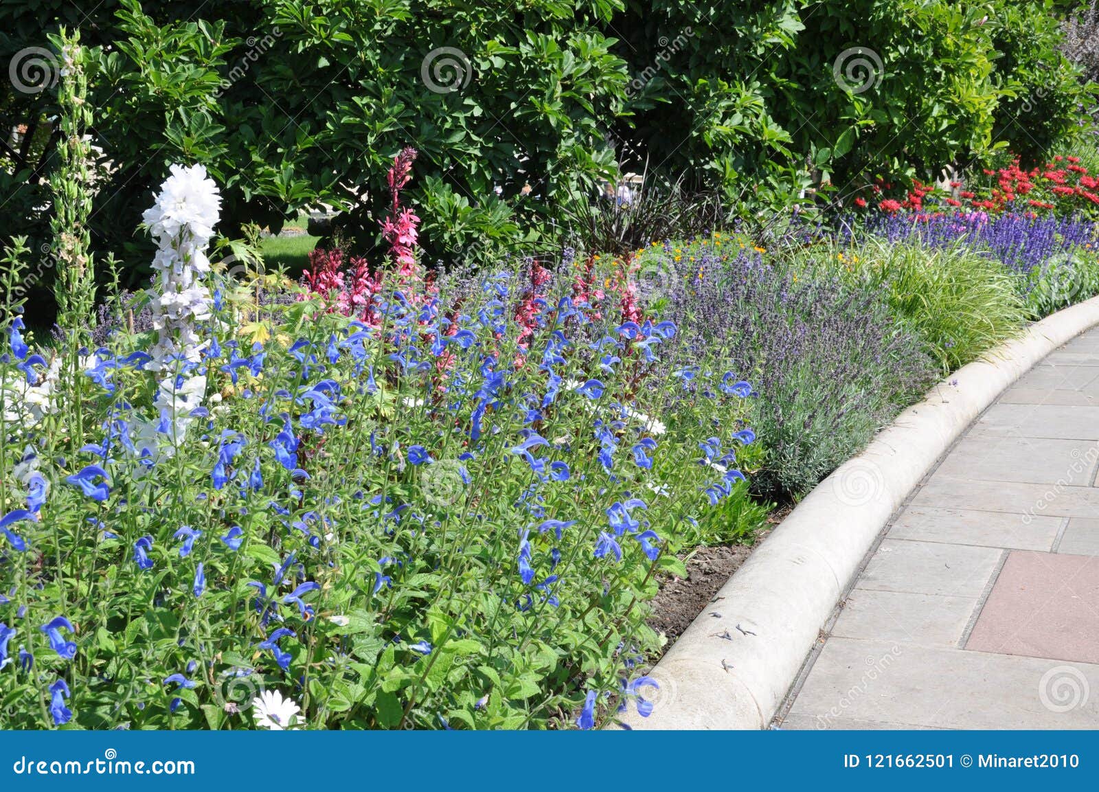 Flower Garden with Pavement Stock Image - Image of natural, walkway ...