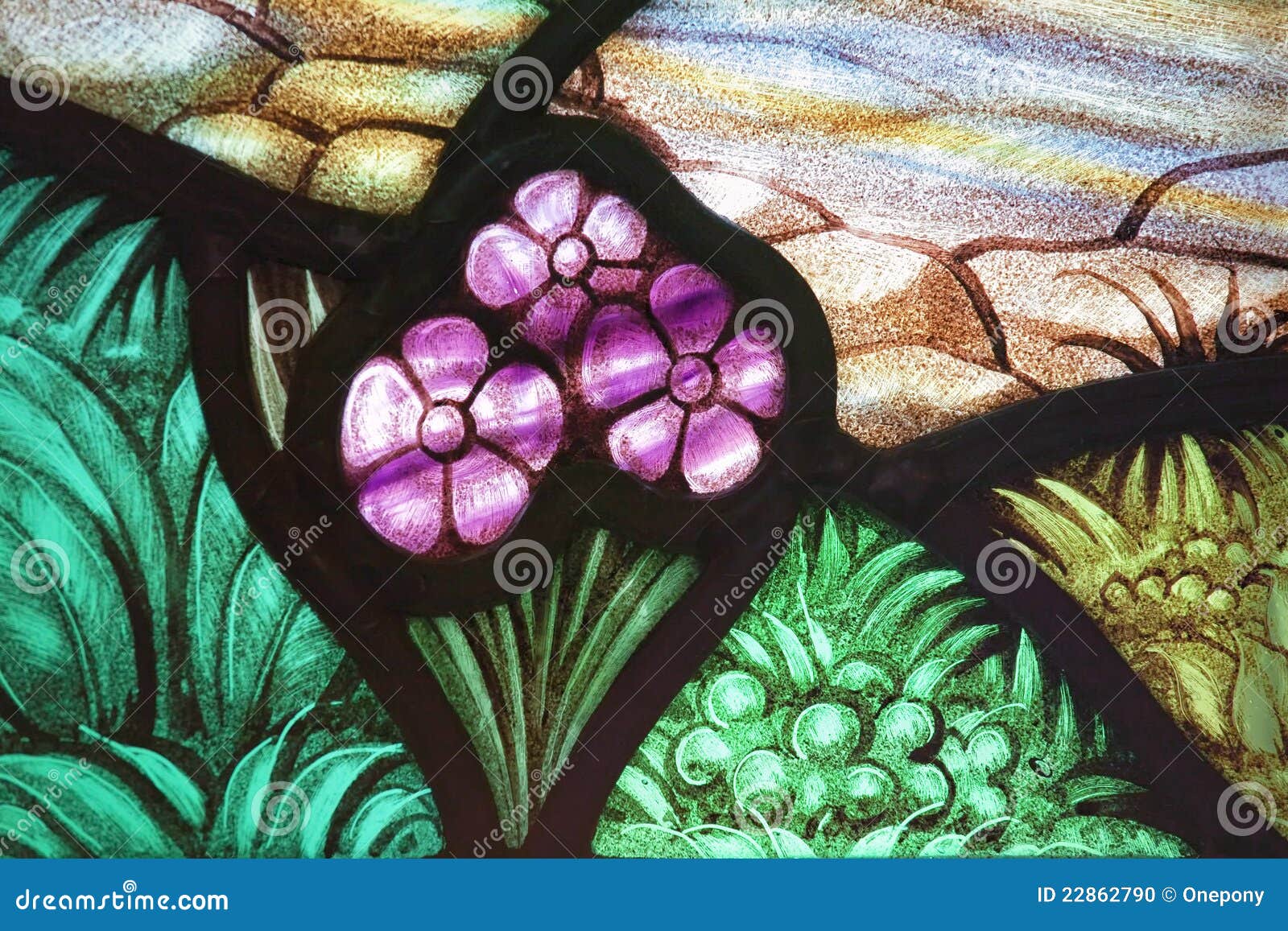 Flower Garden Stained Glass Stock Photo - Image of green, paint: 22862790