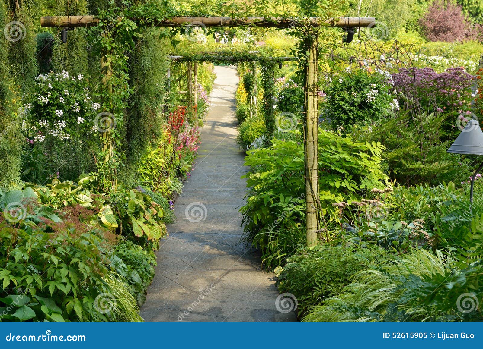 Flower Garden walkway stock image. Image of garden, summer - 52615905