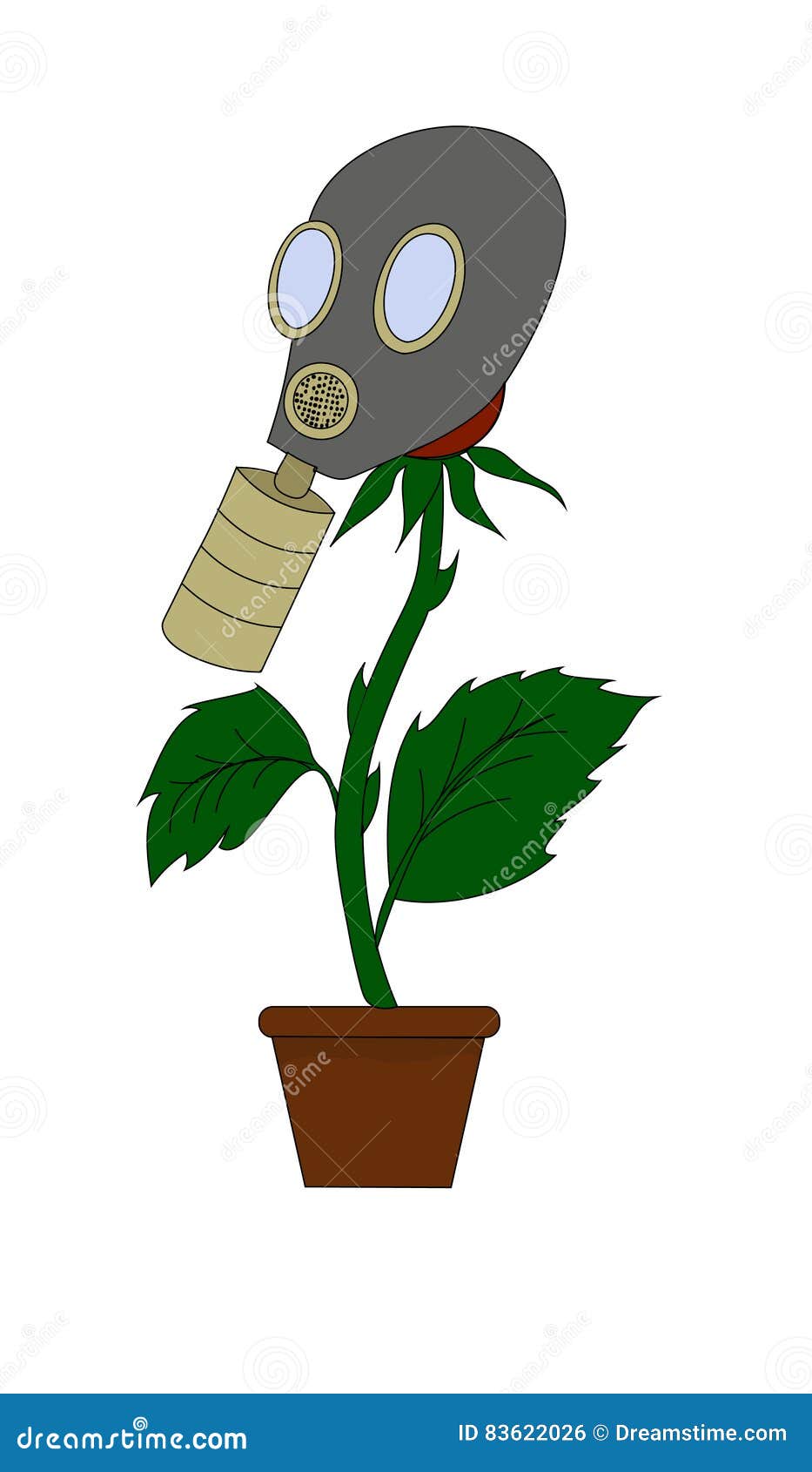 Flower in a gas mask stock vector. Illustration of symbolizes - 83622026