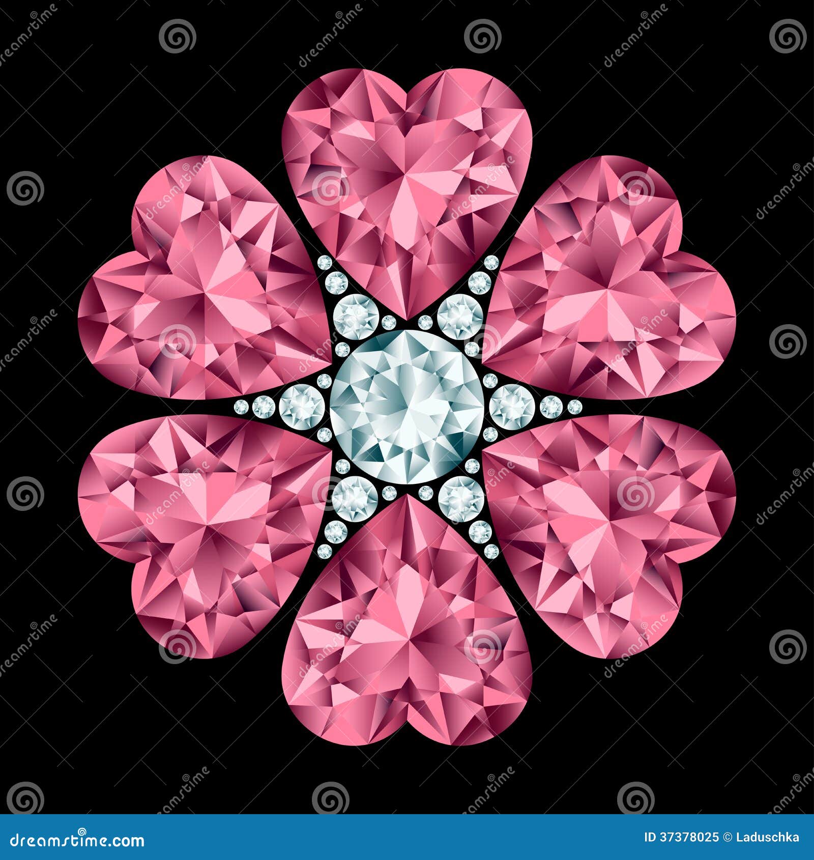 Flower Gemstone Composition Stock Vector - Illustration of black ...