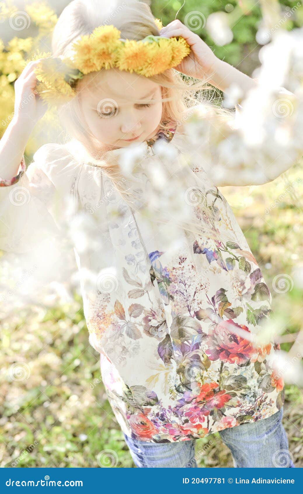 Flower girl stock image. Image of portrait, dreaming - 20497781