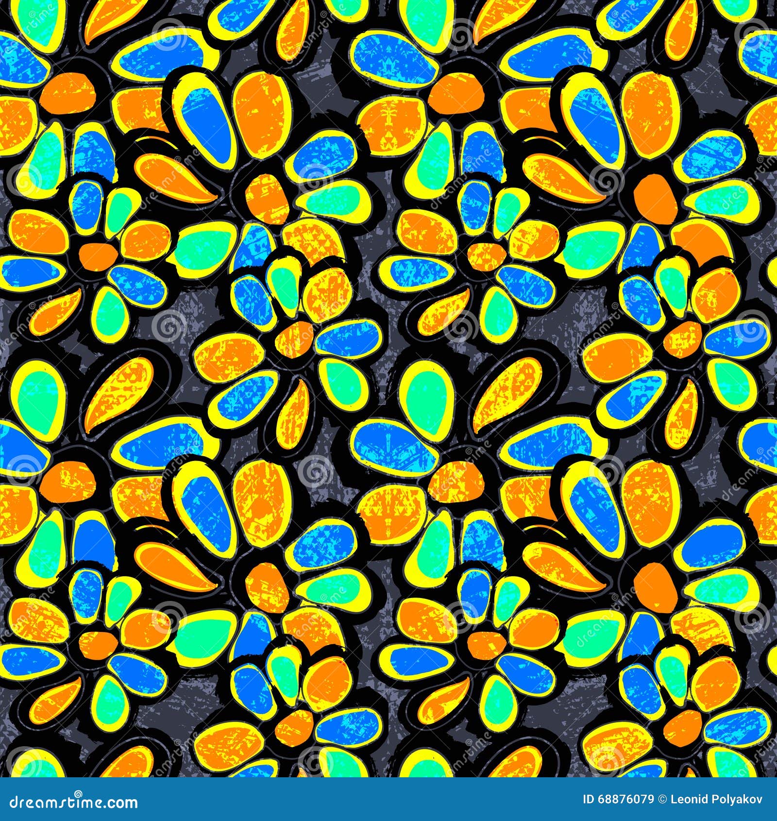 Flower Graffiti Abstract Seamless Pattern Grunge Texture Stock Vector ...