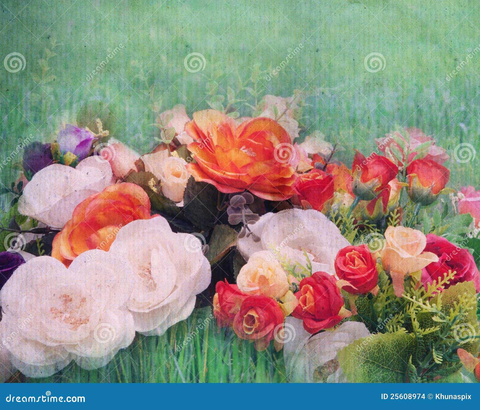 Flower and Green Grass Field Blending Picture Stock Photo - Image of ...