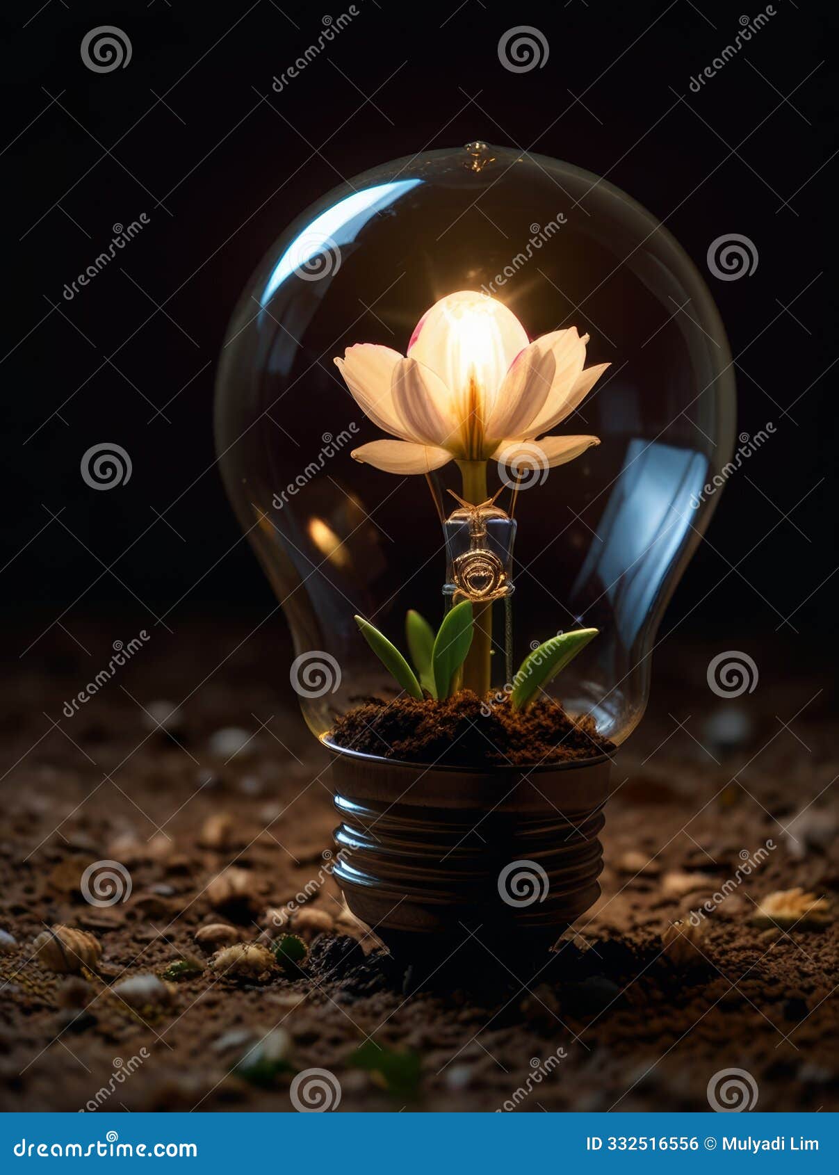 Flower Growing Inside a Light Bulb Stock Photo - Image of plant, leaves ...