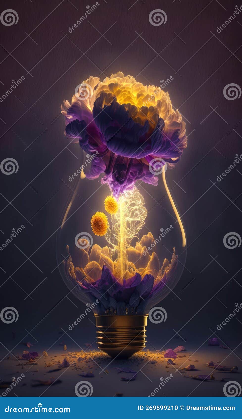 A Flower Growing Out from a Lightbulb Stock Illustration - Illustration ...