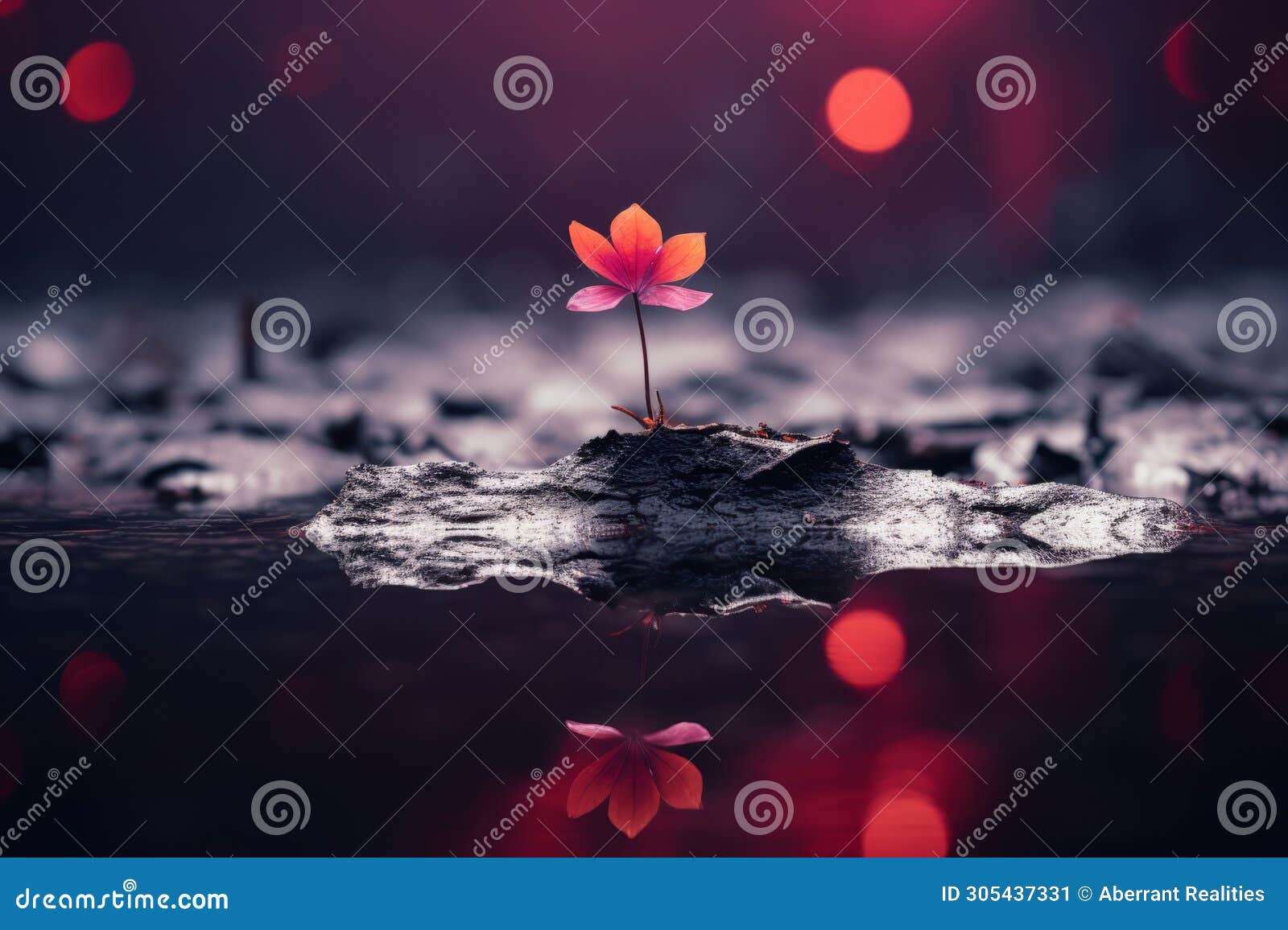 A Flower Growing Out of a Rock in the Water Stock Illustration ...
