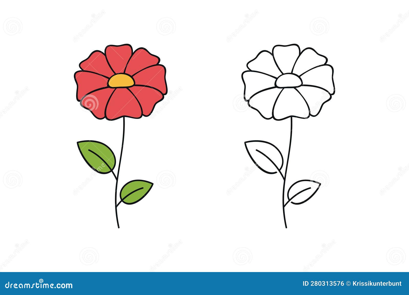 Flower Hand Drawing Outline for Coloring Book Stock Vector ...