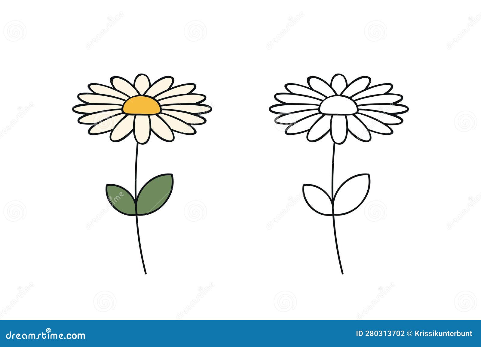 Flower Hand Drawing Outline for Coloring Book Stock Illustration ...