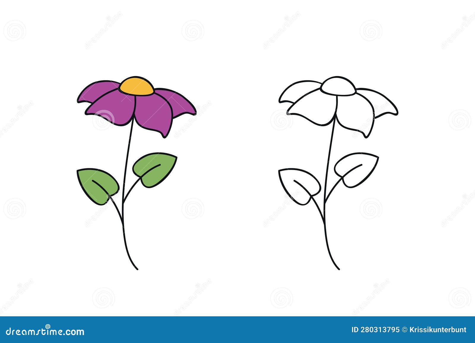 Flower Hand Drawing Outline for Coloring Book Stock Vector ...