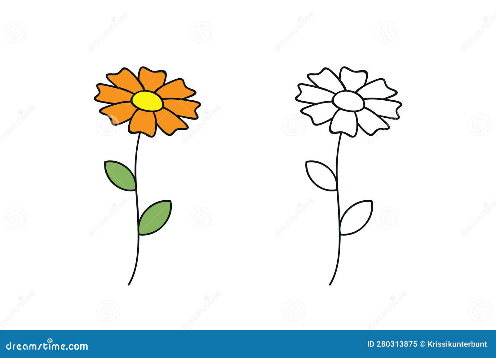 Flower Hand Drawing Outline for Coloring Book Stock Vector ...