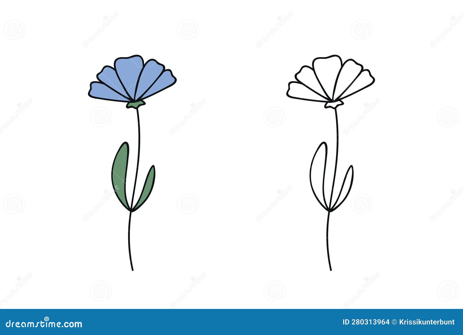 Flower Hand Drawing Outline for Coloring Book Stock Vector ...