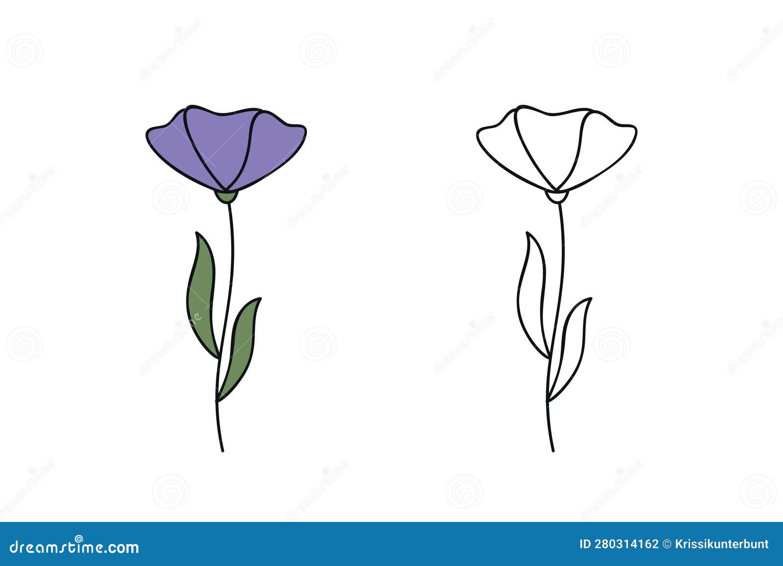 Flower Hand Drawing Outline for Coloring Book Stock Vector ...