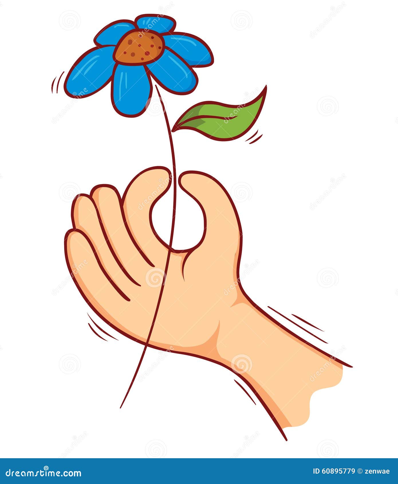 Flower on hand stock vector. Illustration of cartoon - 60895779