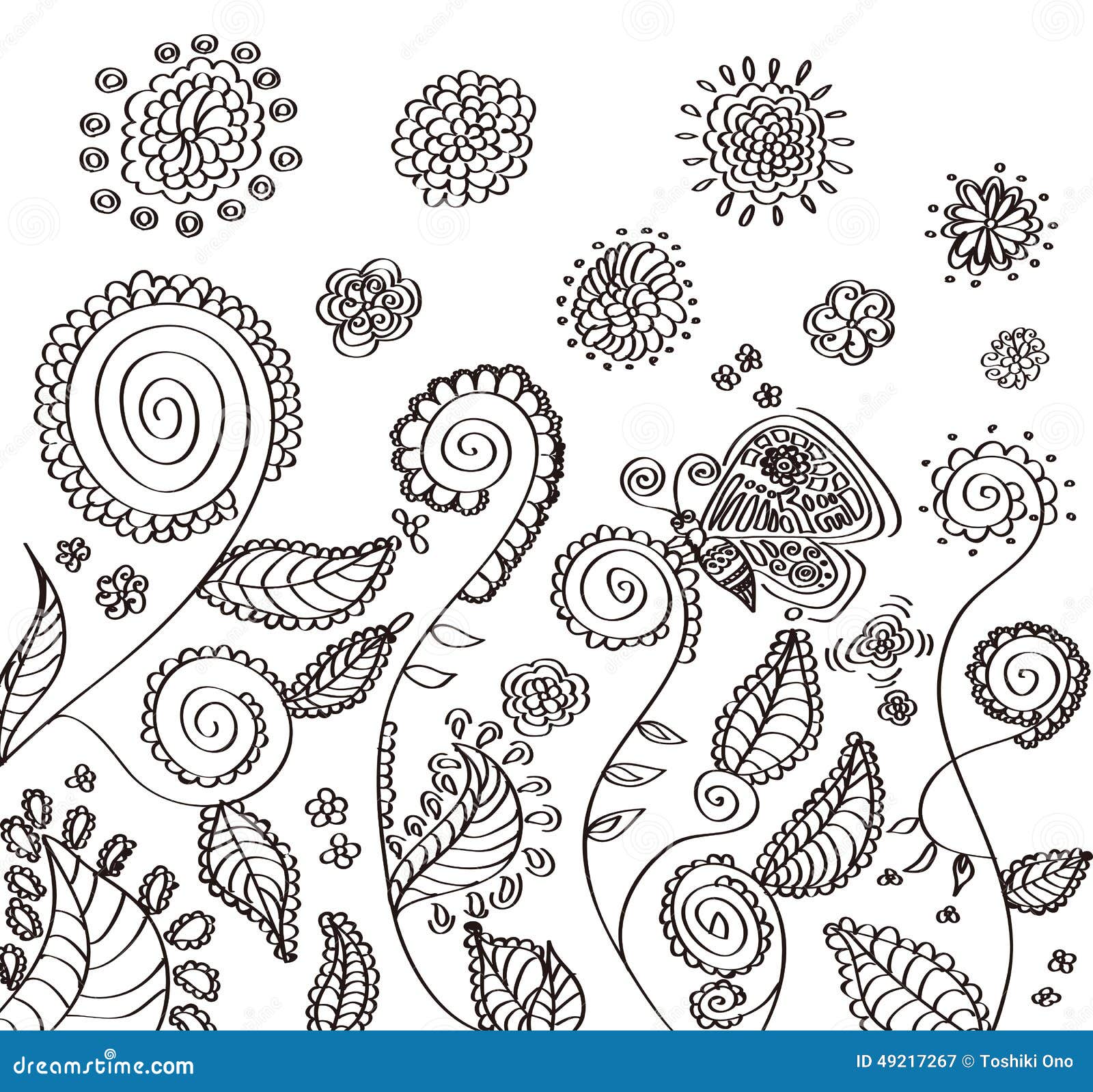 Flower of handwriting. stock vector. Illustration of plant - 49217267