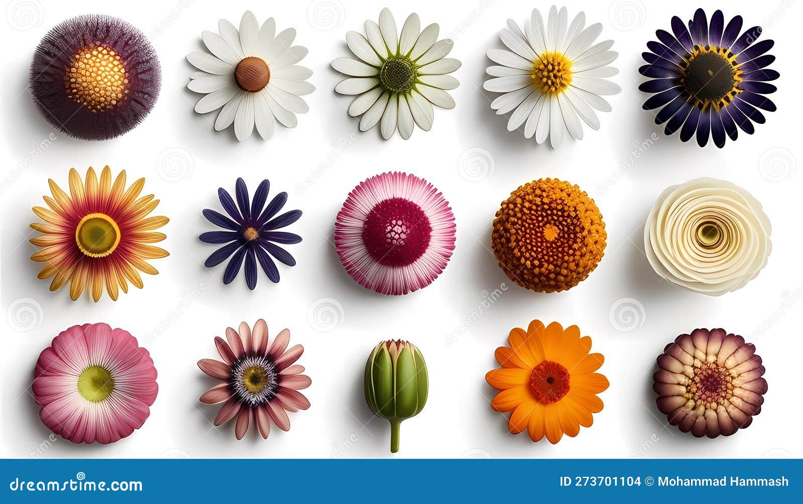 Flower Heads on White Background, Made with Generative AI Stock ...