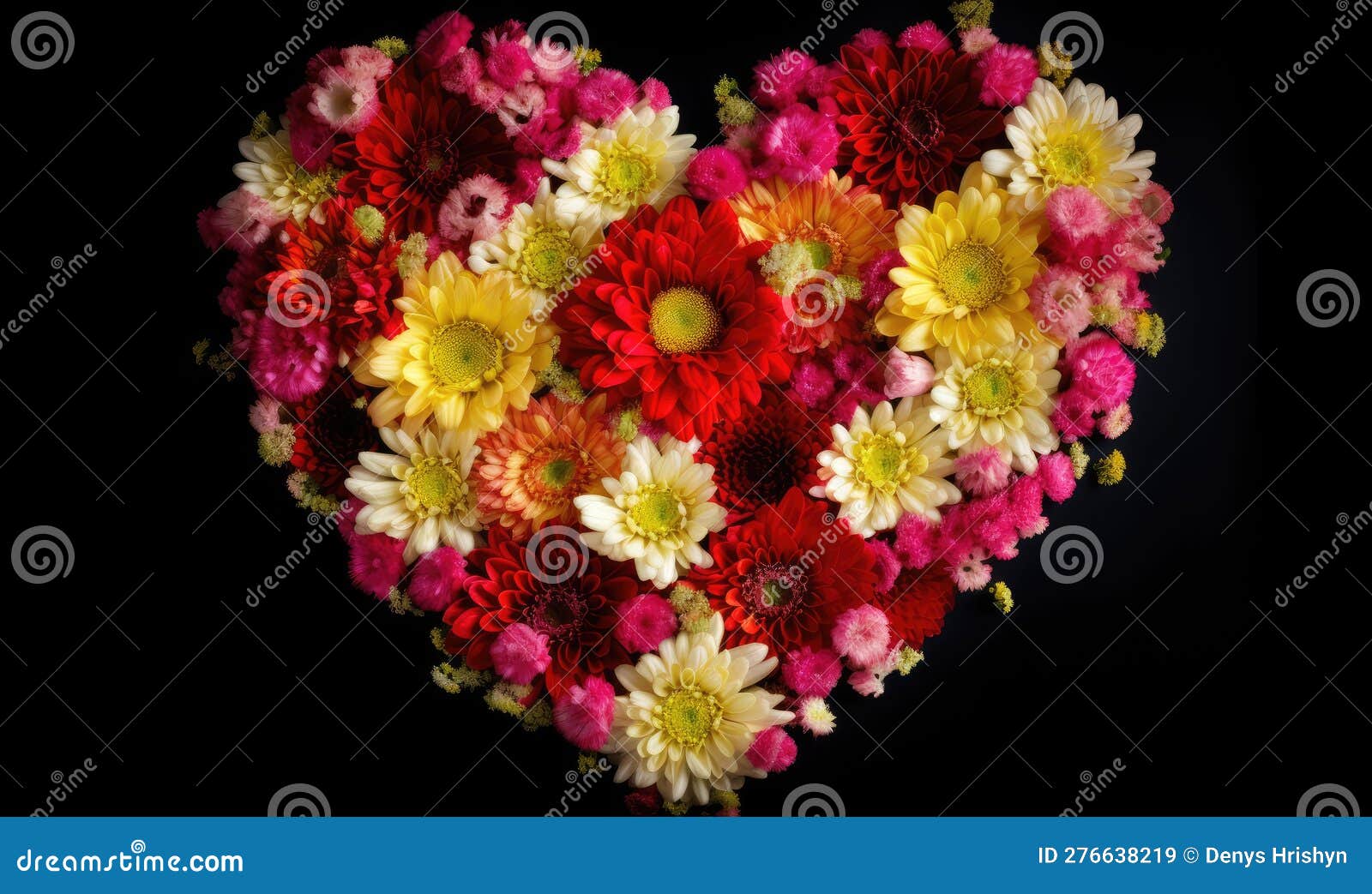 Flower Heart Arrangement is Romantic Valentines Symbol Creating Using ...